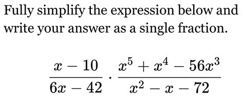 solved fully simplify the expression below and write your answer as a