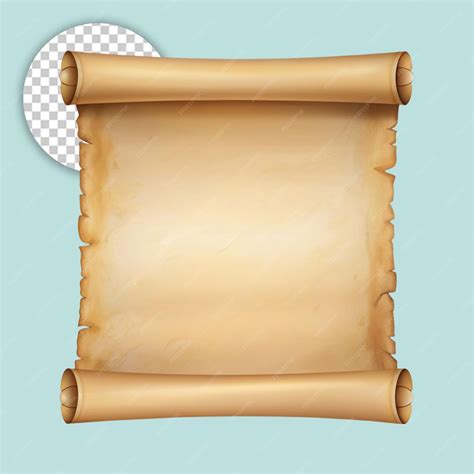 중세 시대 의 옛 종이 종 이 투명 한 배경 에 고립 된 양피지 두루마리 프리미엄 Ai 생성 Psd