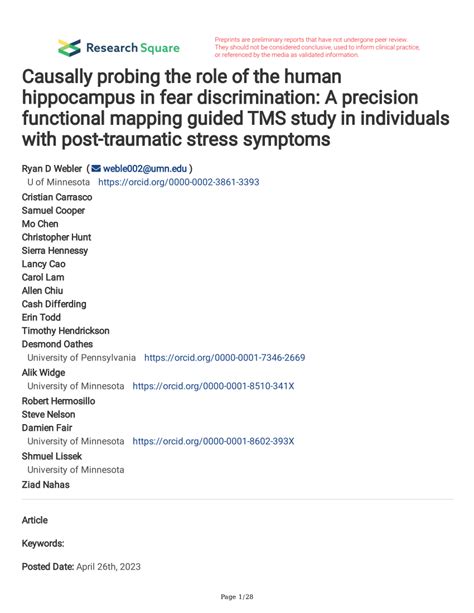 Pdf Causally Probing The Role Of The Human Hippocampus In Fear Discrimination A Precision
