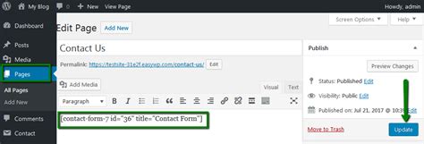 EasyWP How To Set Up WordPress Contact Form EasyWP Namecheap Com