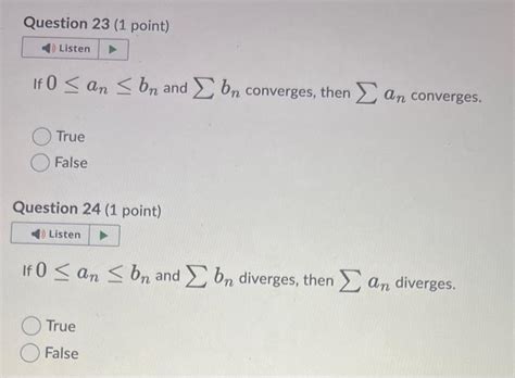 Solved If 0≤an≤bn And ∑bn Converges Then ∑an Converges