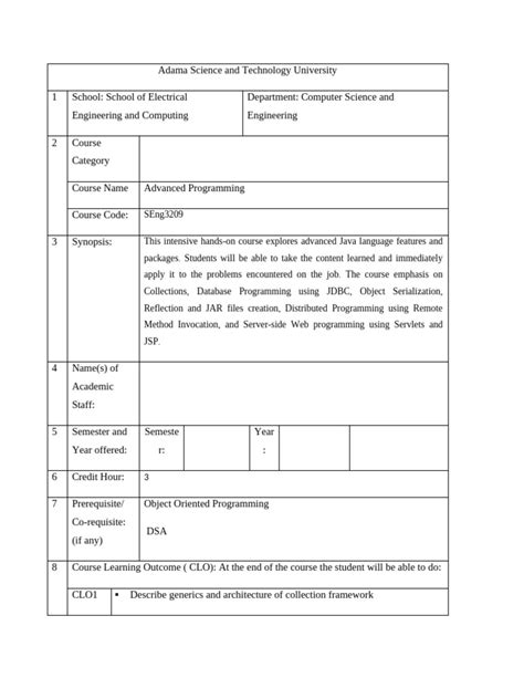 Advanced Programming Course Outline Pdf Computing Computer