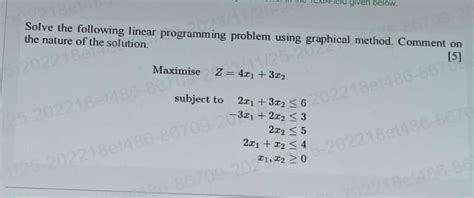 Solved Solve The Following Linear Programming Problem Using