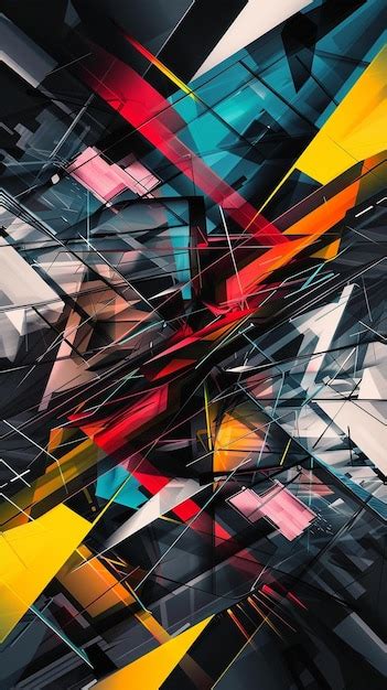 Premium Photo Geometric Shapes Radiating Colorful Energy