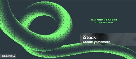 8 Bit Pixel Art Style Bitmap Texture Curl Form Vector Green Abstract