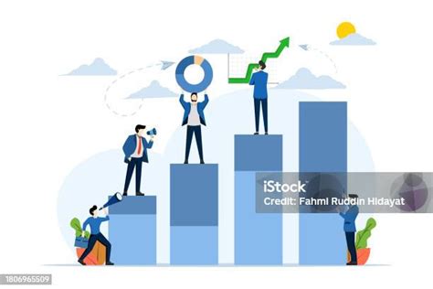 직장인은 열의 그래프에 인포 그래픽을 연구하고 진화 규모를 분석하고 벡터를 들어 올립니다 흰색 배경에 평면 비즈니스 그림입니다 데이터에 대한 스톡 벡터 아트 및 기타 이미지