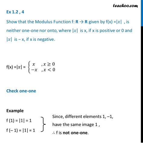 Ex 1 2 4 Show That Modulus Function F X X Is Neither
