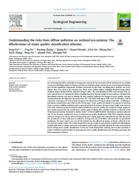 Pdf Understanding The Risks From Diffuse Pollution On Wetland Eco