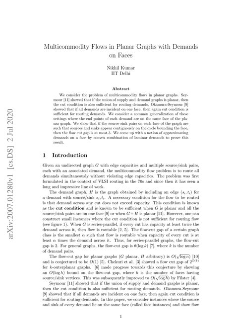Pdf Multicommodity Flows In Planar Graphs With Demands On Faces