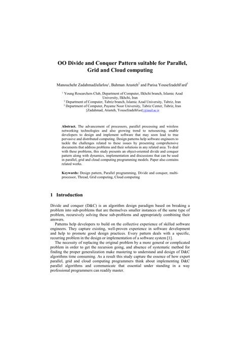 Pdf Oo Divide And Conquer Pattern Suitable For Parallel Grid And