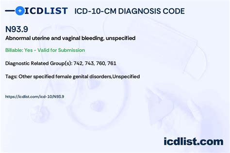 ICD CM Diagnosis Code N Abnormal Uterine And Vaginal Bleeding Unspecified