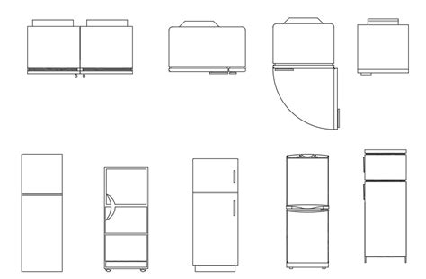 Refrigerator CAD Blocks Drawing DWG File Cadbull