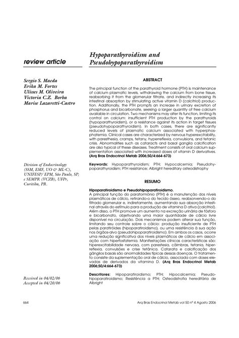 Pdf Hypoparathyroidism And Pseudohypoparathyroidism
