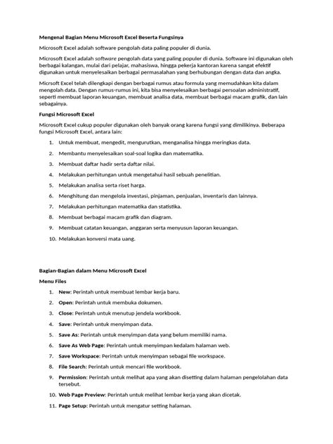 Mengenal Bagian Menu Microsoft Excel Beserta Fungsinya Pdf