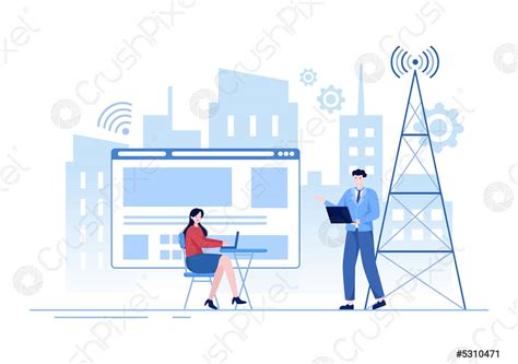 Isp Or Internet Service Provider Cartoon Illustration With Keywords And Stock Vector 5310471