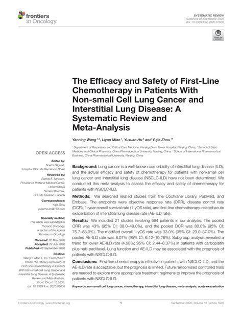 Pdf The Efficacy And Safety Of First Line Chemotherapy In Patients With Non Small Cell Lung
