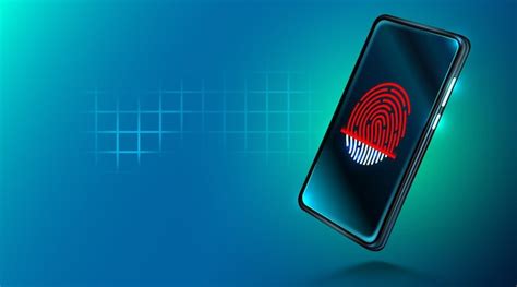 Premium Vector Mobile Data Security Smartphone With Fingerprint Scanner