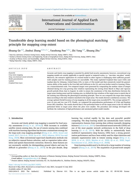 Pdf Transferable Deep Learning Model Based On The Phenological