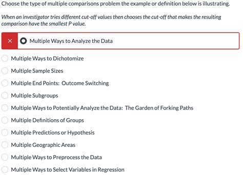 Choose The Type Of Multiple Comparisons Problem The