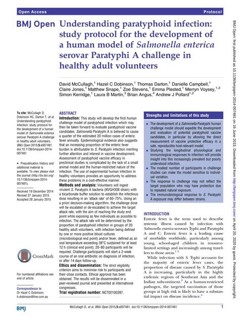 pdf open access protocol understanding paratyphoid infection vi polysaccharide vips and