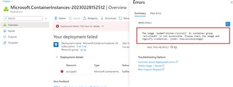 Azure Container Instance Image From Public Docker Leads To Inaccessibleimage Error Stack Overflow