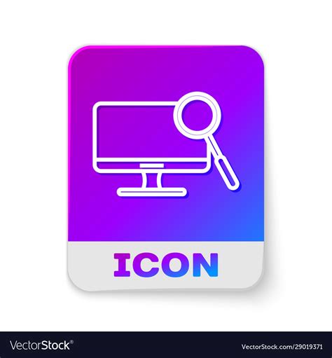 White Line Computer Monitor Diagnostics Icon Vector Image