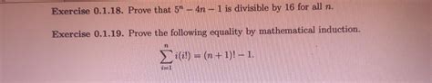 Solved Exercise 0118 Prove That 5″ 4n 1 Is Divisible
