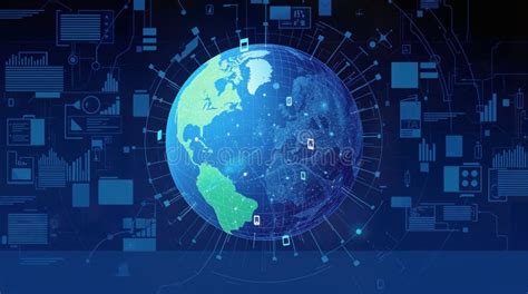 Global Digital Network Connection Technology Earth Visualization With Data Analytics Interface