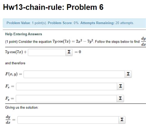 Solved Hw13 Chain Rule Problem 6 Problem Value 1 Points