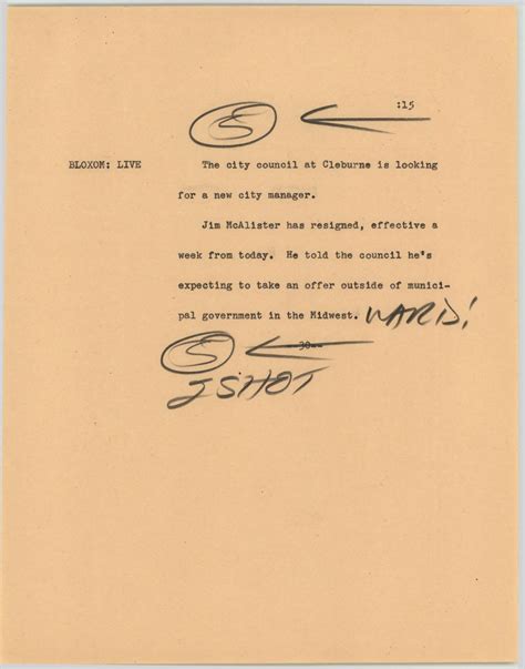 News Script Cleburne City Manager Unt Digital Library