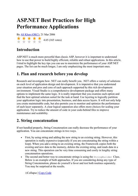 High Performance Coding Practices Code Project Pdf