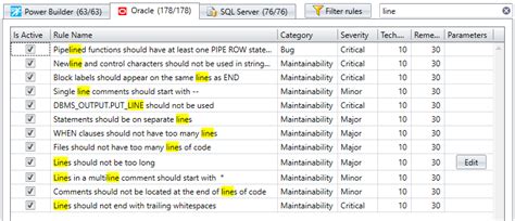 use filter and search to find code inspection rules