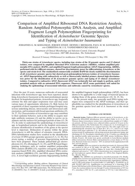 Pdf Comparison Of Amplified Ribosomal Dna Restriction Analysis