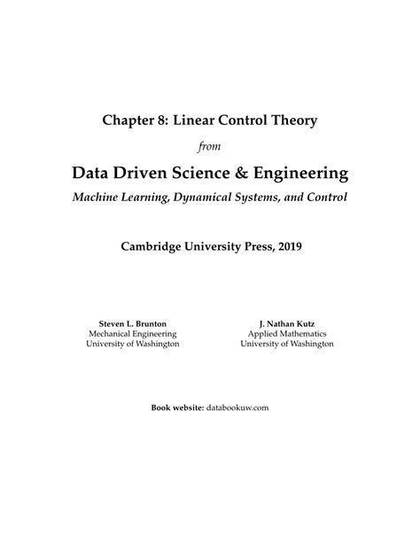 Pdf Linear Control Theory