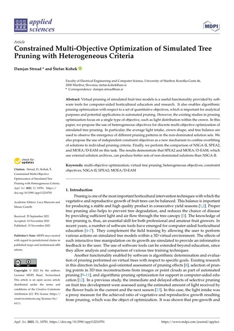 Pdf Constrained Multi Objective Optimization Of Simulated Tree