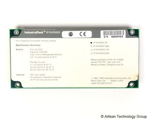Ip Nvram 1m Greenspring Non Volatile Memory Industrypack Module Artisantg™