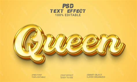 Golden Queen 3d Font Style Effect Photoshop Premium Psd File