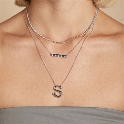 S Bold Initial Silver Necklace Astrid And Miyu Necklaces