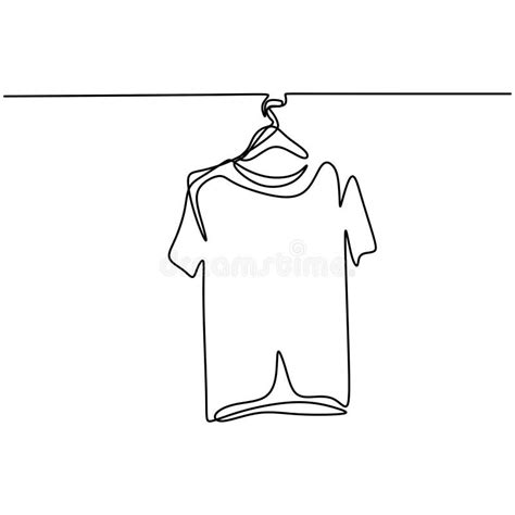 One Line Drawing Of Isolated Vector Object T Shirt On Hanger Clothes On A Hanger Concept