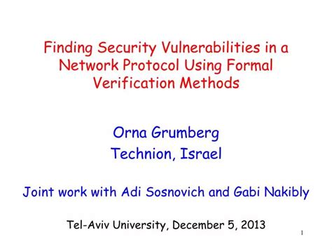 Ppt Finding Security Vulnerabilities In A Network Protocol Using Formal Verification Methods