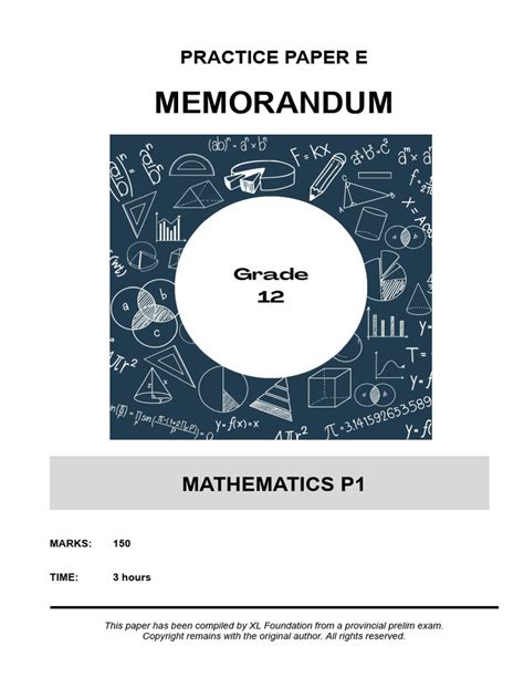 Maths Prac P1 E Memo Pdf
