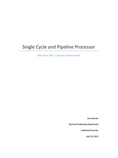 Pdf Single And Pipeline Processors Dokumentips