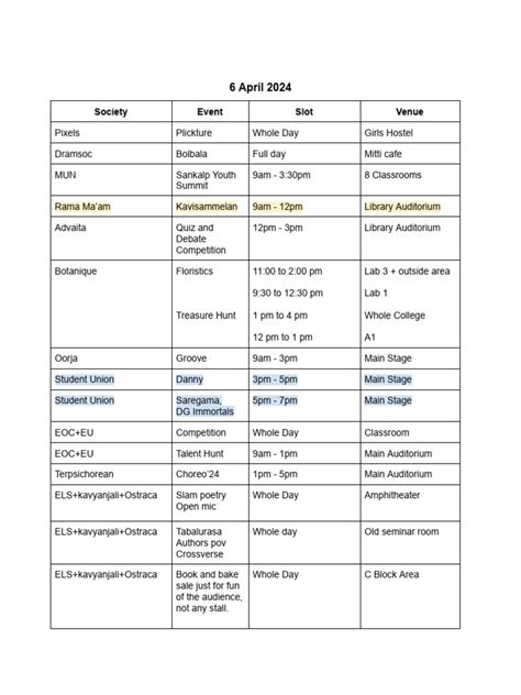 Confluence Event Schedule Pdf