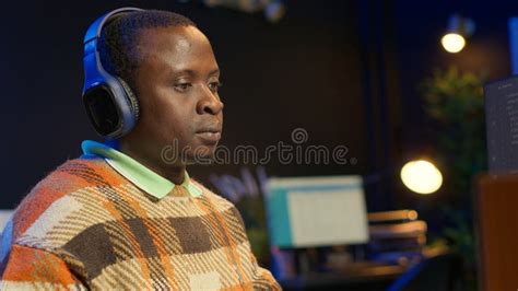 African American It Professional Managing Ai System For Machine Learning Stock Image Image Of