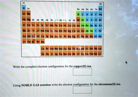Solved Write The Complete Electron Configuration For The Copper I Ion Using Noble Gas