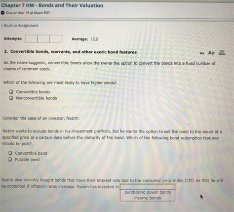 Solved Chapter 7 Hw Bonds And Their Valuation Due On Mar 19
