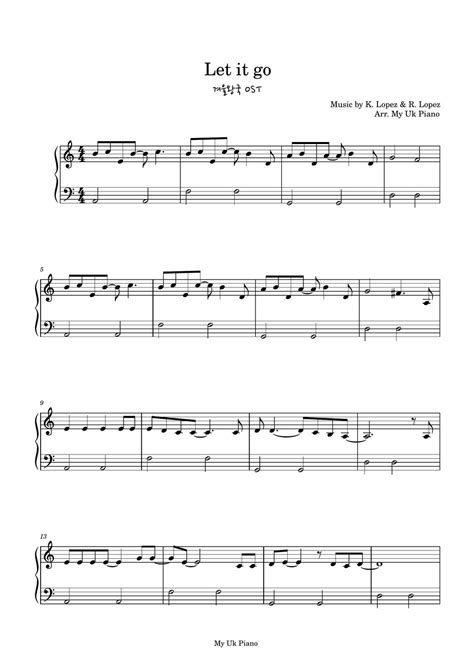겨울왕국 Ost Let It Go 겨울왕국 Ost 쉬운피아노악보 Sheets By My Uk Piano