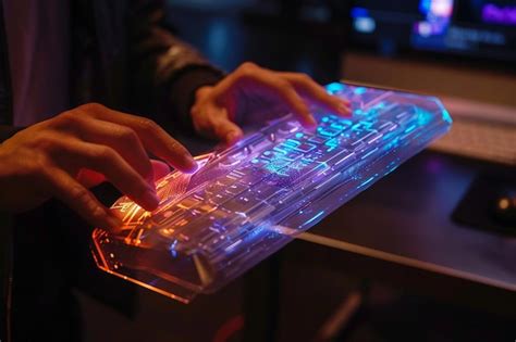 Premium Photo A Virtual Holographic Keyboard For Typing On Any S Generative Ai