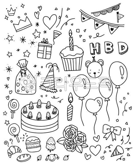 생일 파티 케이크 축하 선물 사진이미지일러스트캘리그라피 매니팩토리작가