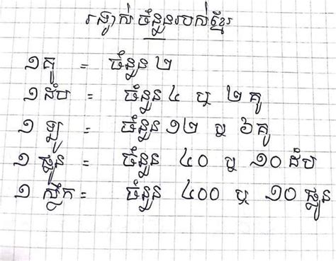 Khmer Number Measurement Math Knowledge Math Equations